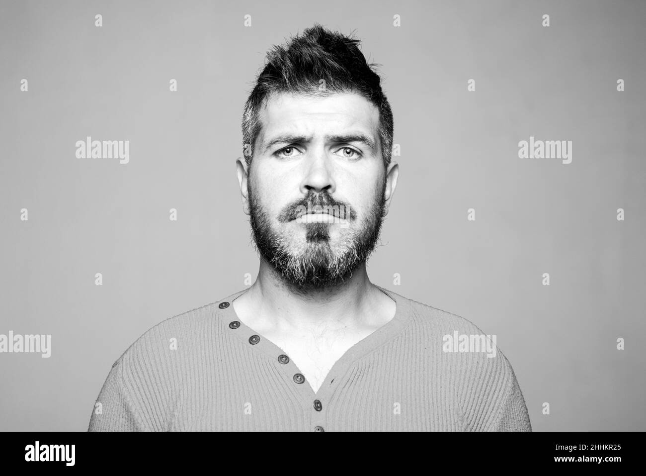 Serious bearded man. Sad emotion. People expressions and emotions Stock ...