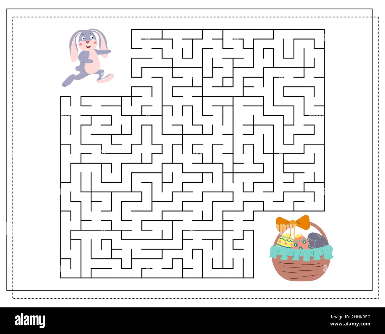 Children's logic game go through the maze. Help the hare find his way ...
