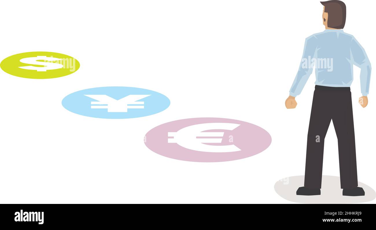 Financial choice of currencies. Concept of investment choices. Isolated ...