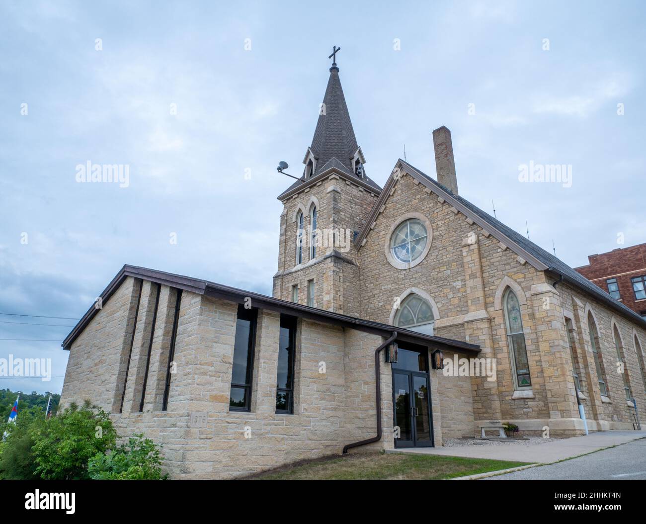 Brick church steeple hi-res stock photography and images - Alamy