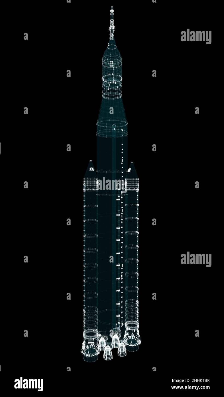 Abstract space rocket of particles. 3d illustration. Elements of this ...