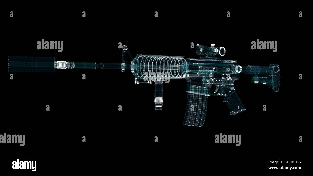 Submachine Gun Hologram. Weapon and Technology Concept. Interface ...