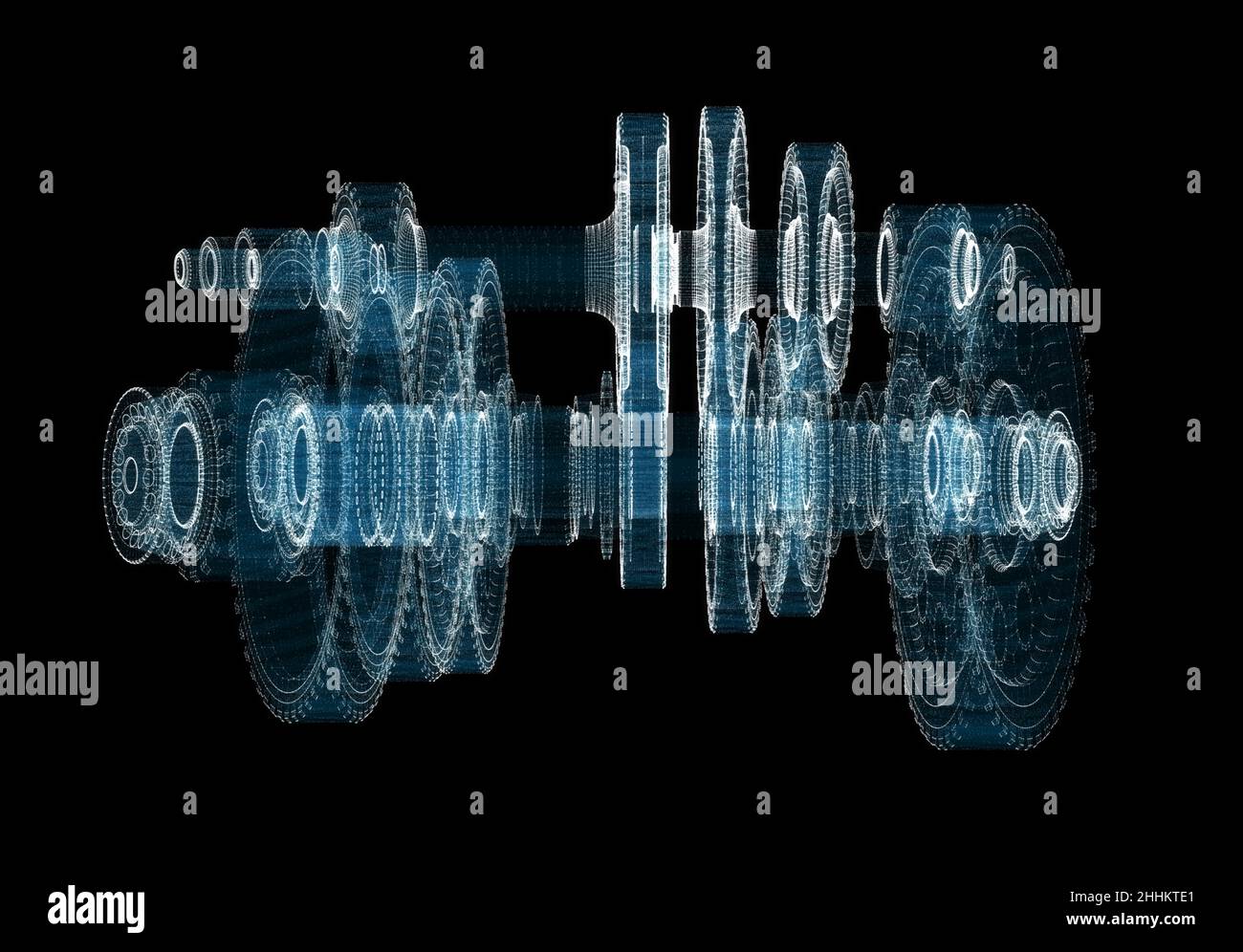 Digital Gearbox Hologram. Industrial and Technology Concept. Interface ...