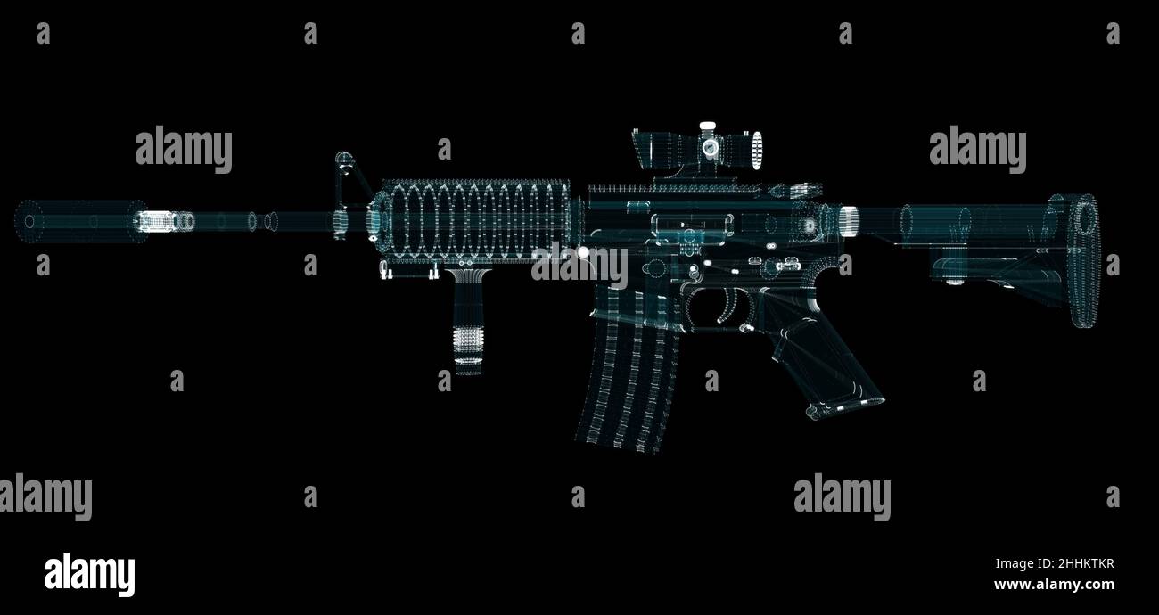 Submachine Gun Hologram. Weapon and Technology Concept Stock Photo - Alamy