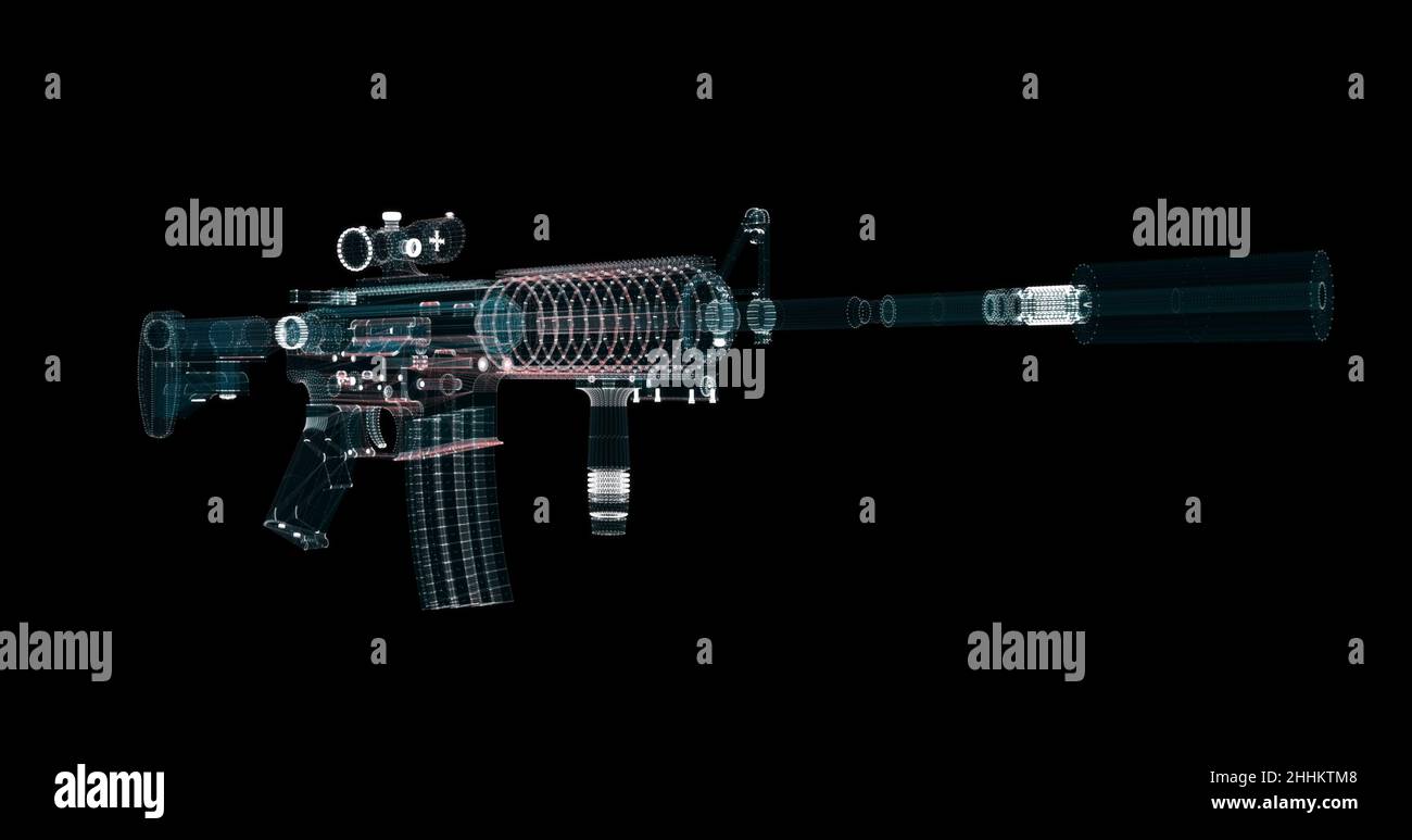 Submachine Gun Hologram. Weapon and Technology Concept Stock Photo - Alamy