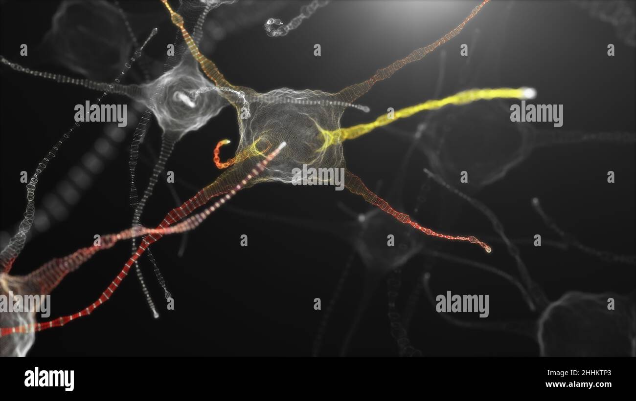 Neuronal network of neuron cells. 3D illustration Stock Photo - Alamy