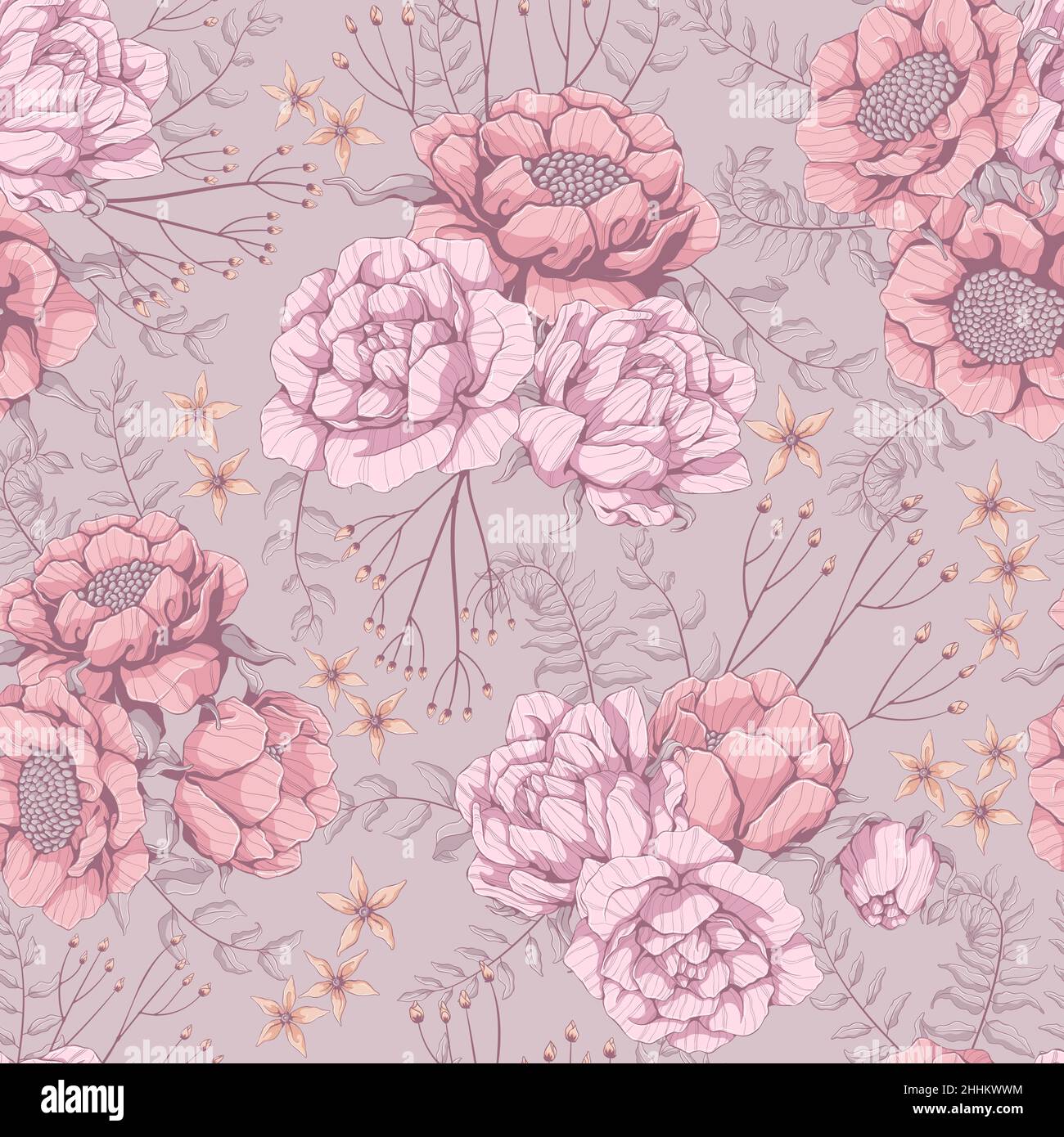 Peonies vector hi-res stock photography and images - Alamy