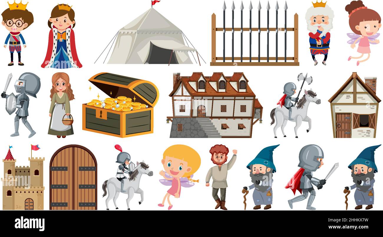 Set of fantasy cartoon characters illustration Stock Vector Image & Art ...