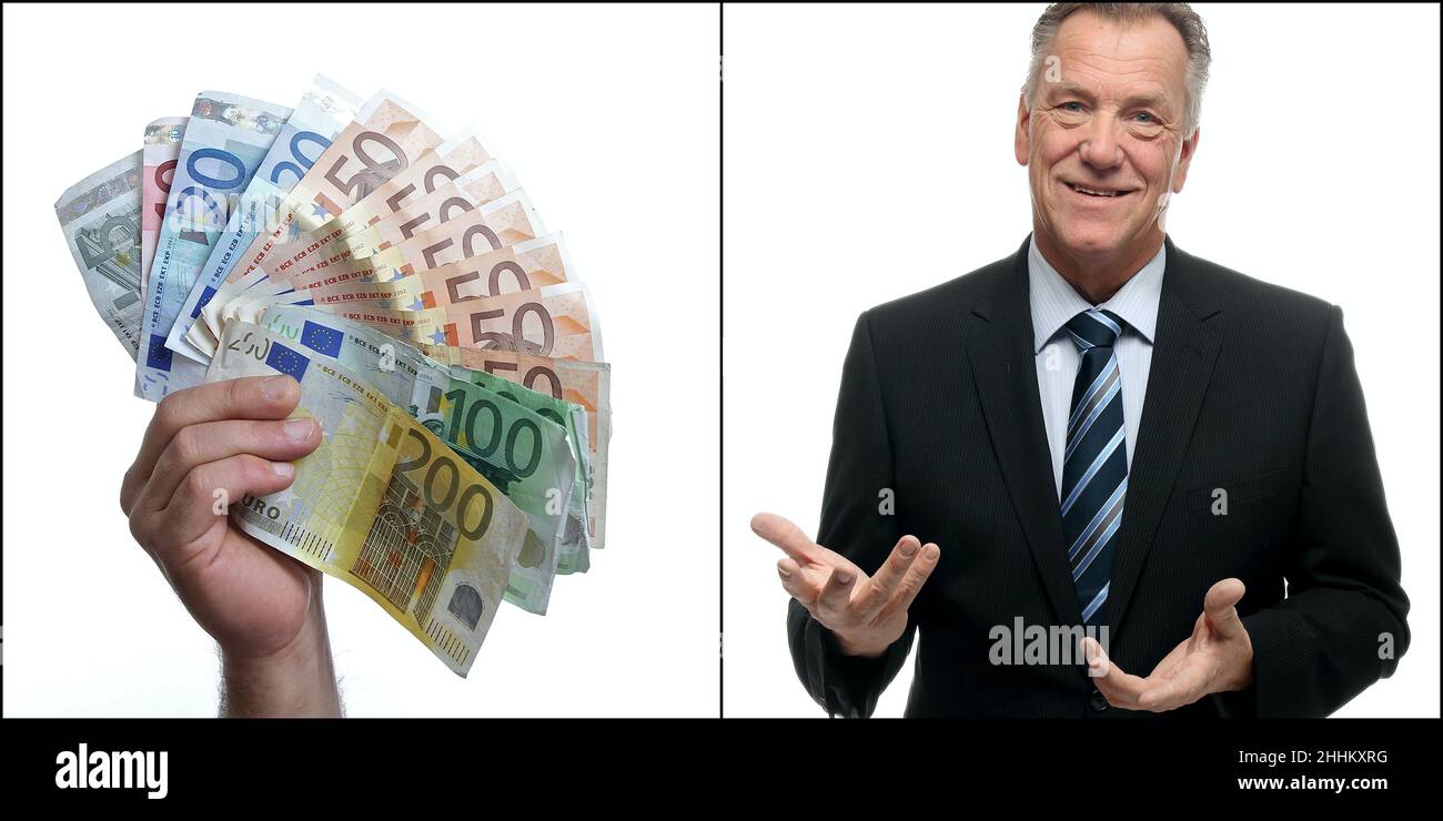 Beautiful commercial man with money Stock Photo - Alamy