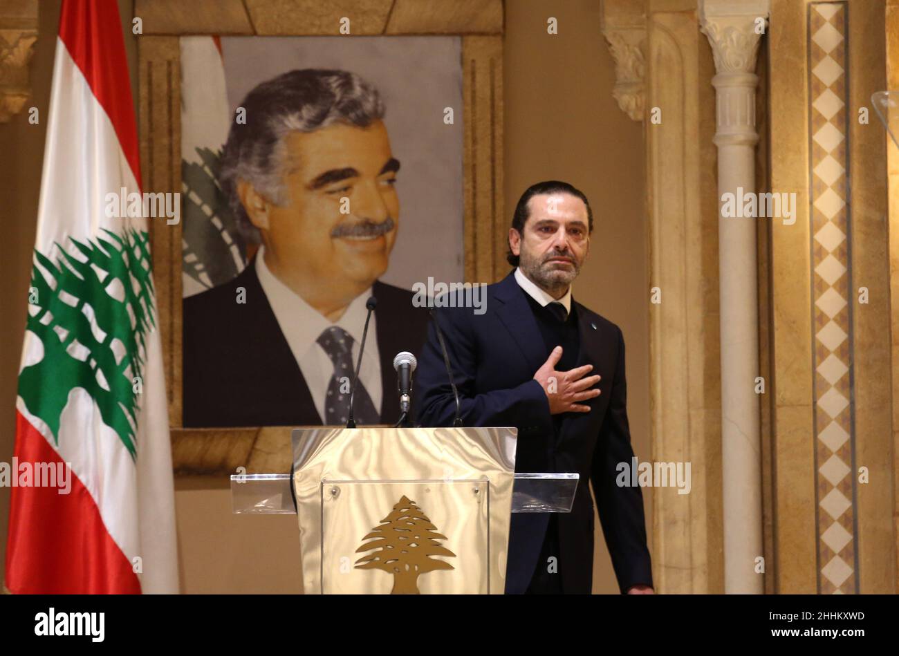 Beirut, Lebanon. 24th Jan, 2022. Former Lebanese Prime Minister Saad ...