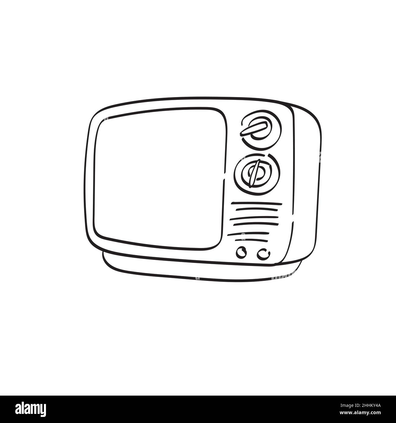 retro TV illustration vector hand drawn isolated on white background ...