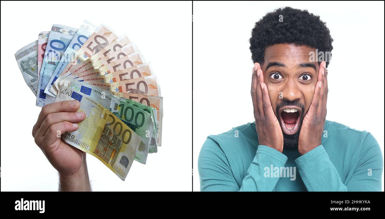 Beautiful commercial man with money Stock Photo - Alamy