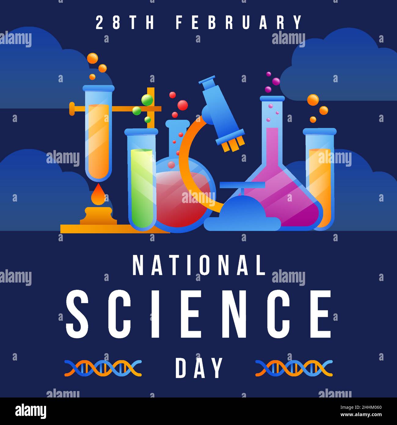 national science day illustration gradient color with tools of ...