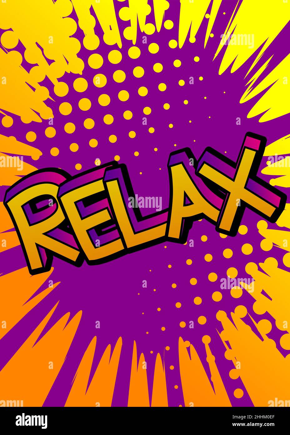 Relax. Comic book word text on abstract comics background. Retro pop ...