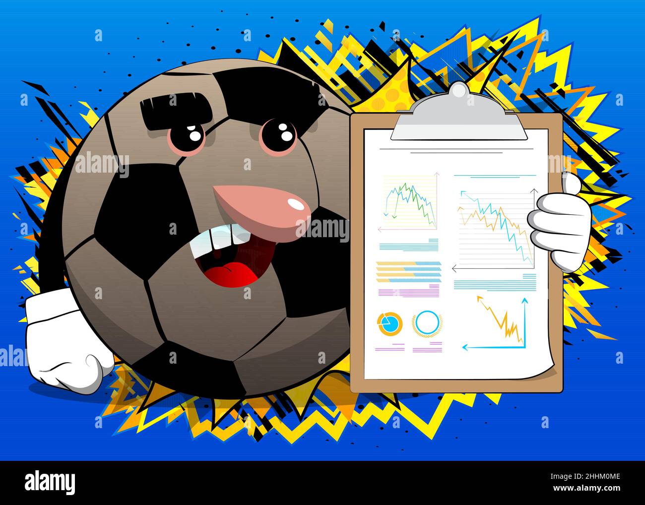 Soccer ball shows finance report. Traditional football ball as a ...
