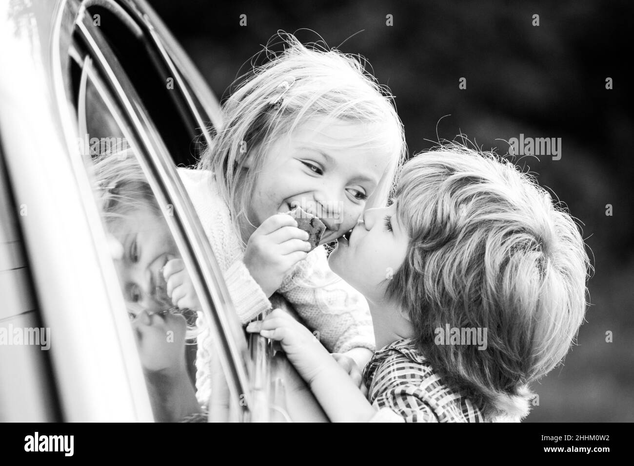 Happy Valentines Day. Valentines Greeting Card. Funny kids kiss. The ...