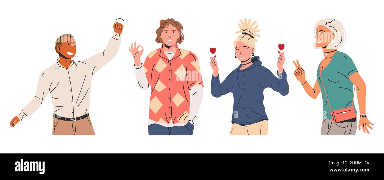Various People Showing Positive Gestures Stock Vector Image & Art - Alamy