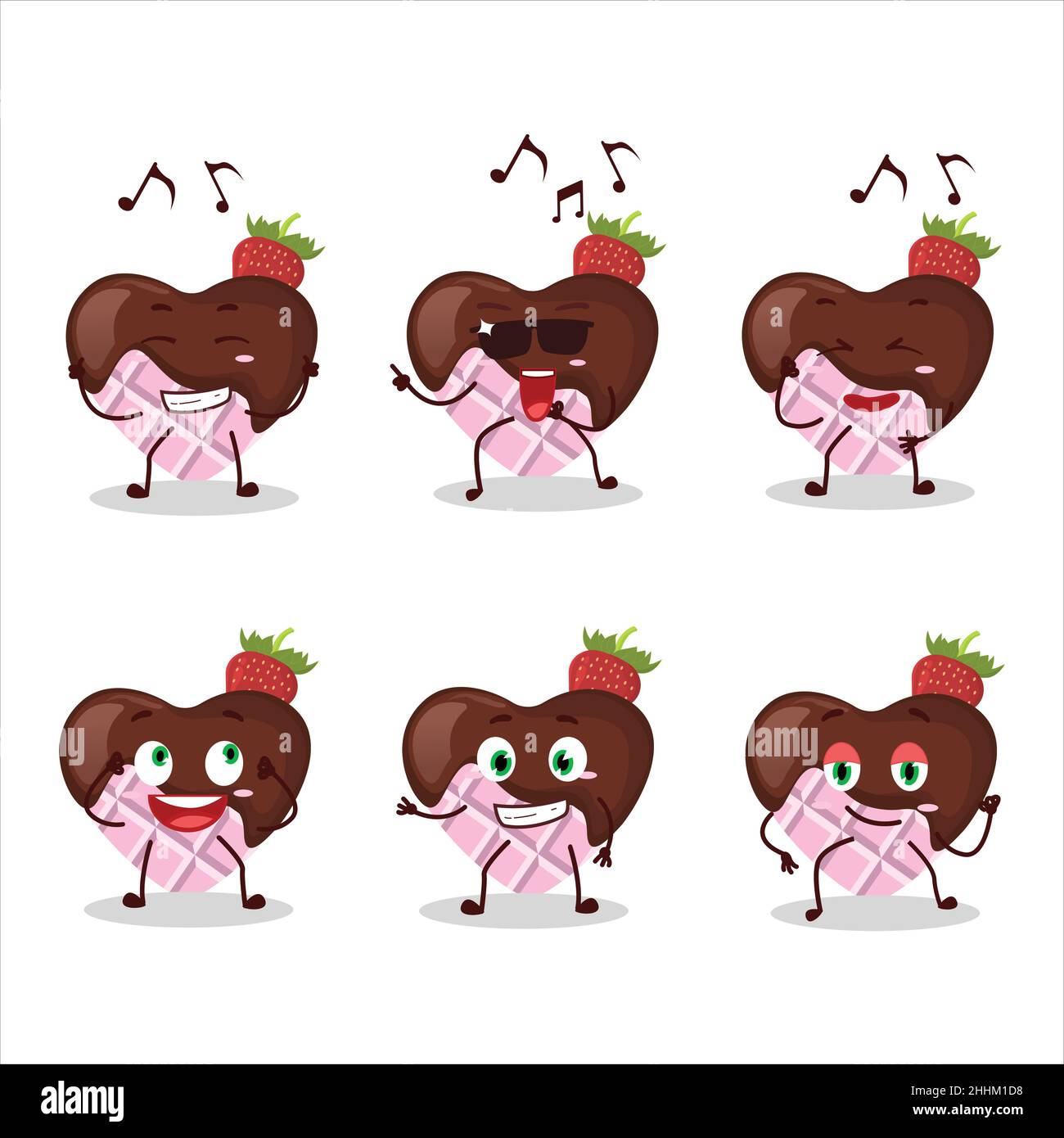 An image of strawberry chocolate love dancer cartoon character enjoying ...