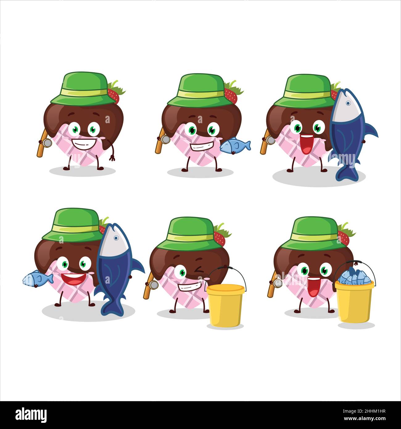 A fisherman strawberry chocolate love cartoon picture catch a big fish ...