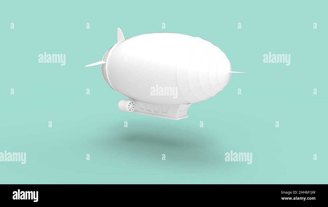 3D rendering of a floating zeppelin blimp flying balloon aircraft ...
