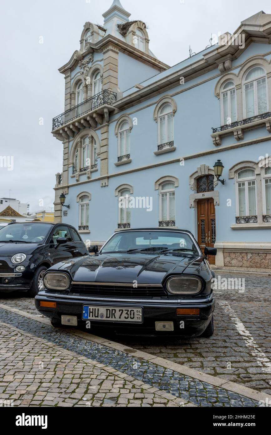 Vintage black car parked in Faro, Portugal Stock Photo - Alamy