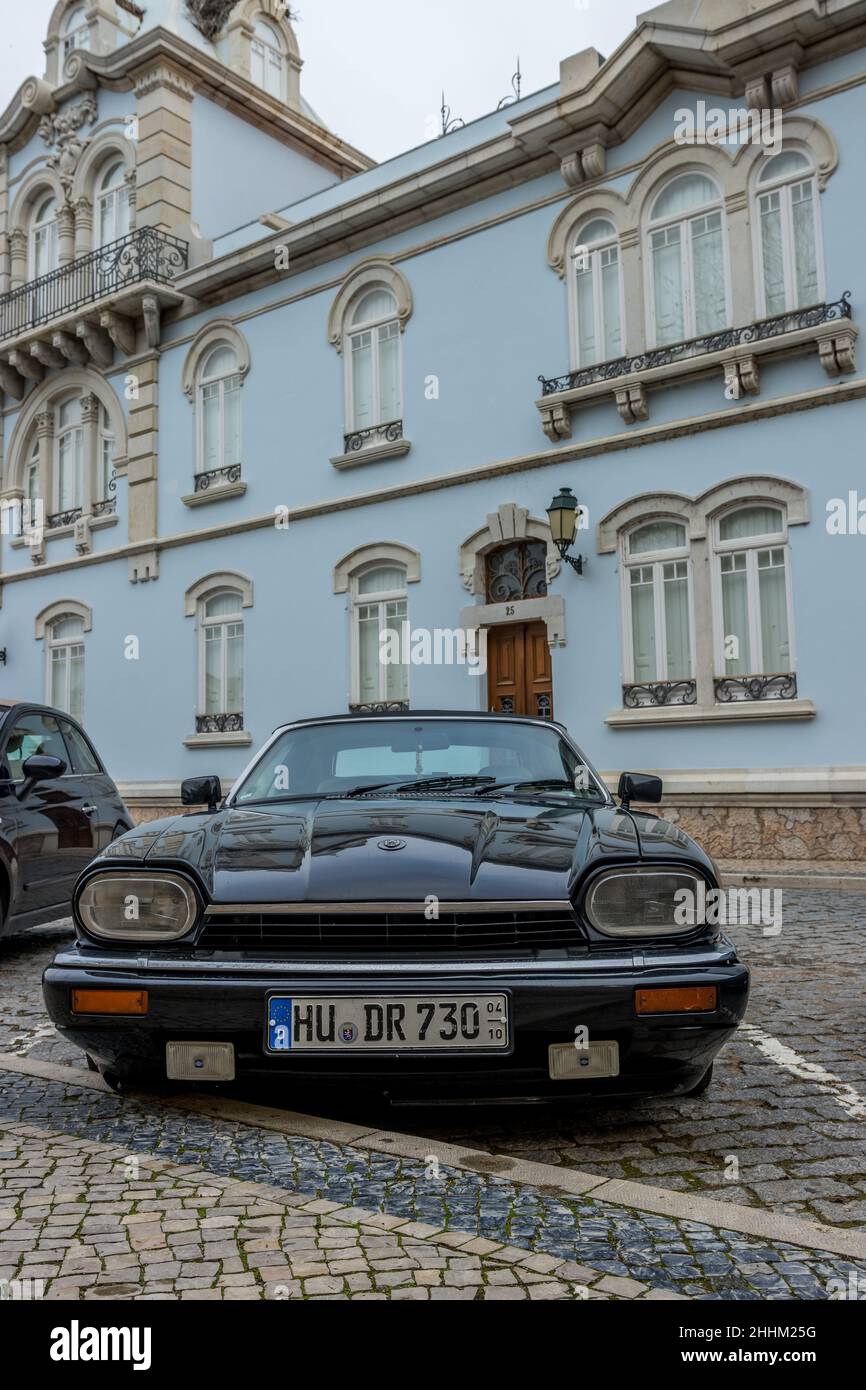 Vintage black car parked in Faro, Portugal Stock Photo - Alamy