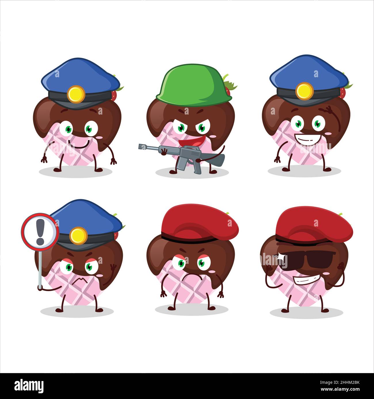 A dedicated Police officer of strawberry chocolate love mascot design ...