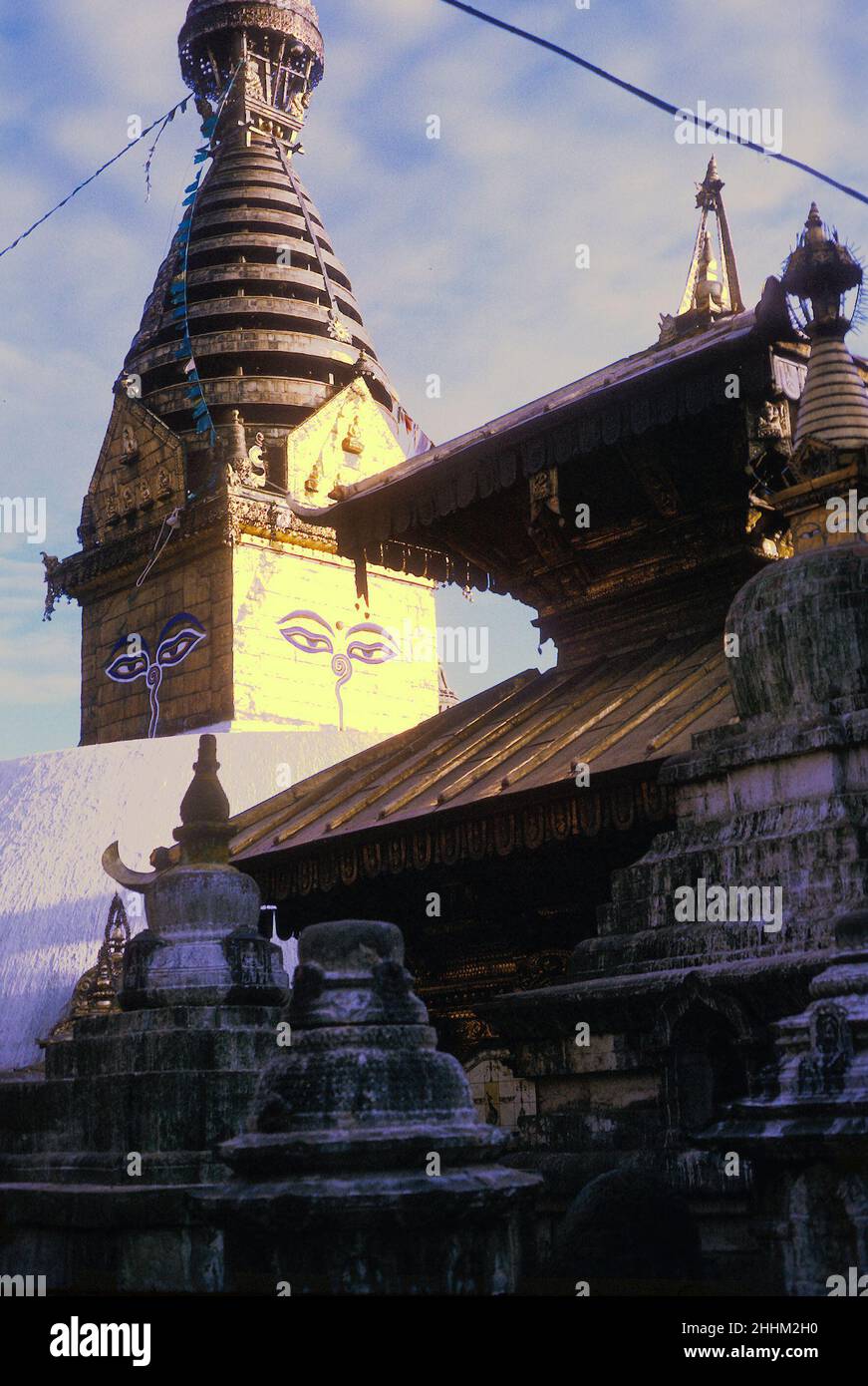 Swayambhunath Stupa, Kathmandu, Nepal in 1974, a Buddhist temple ...