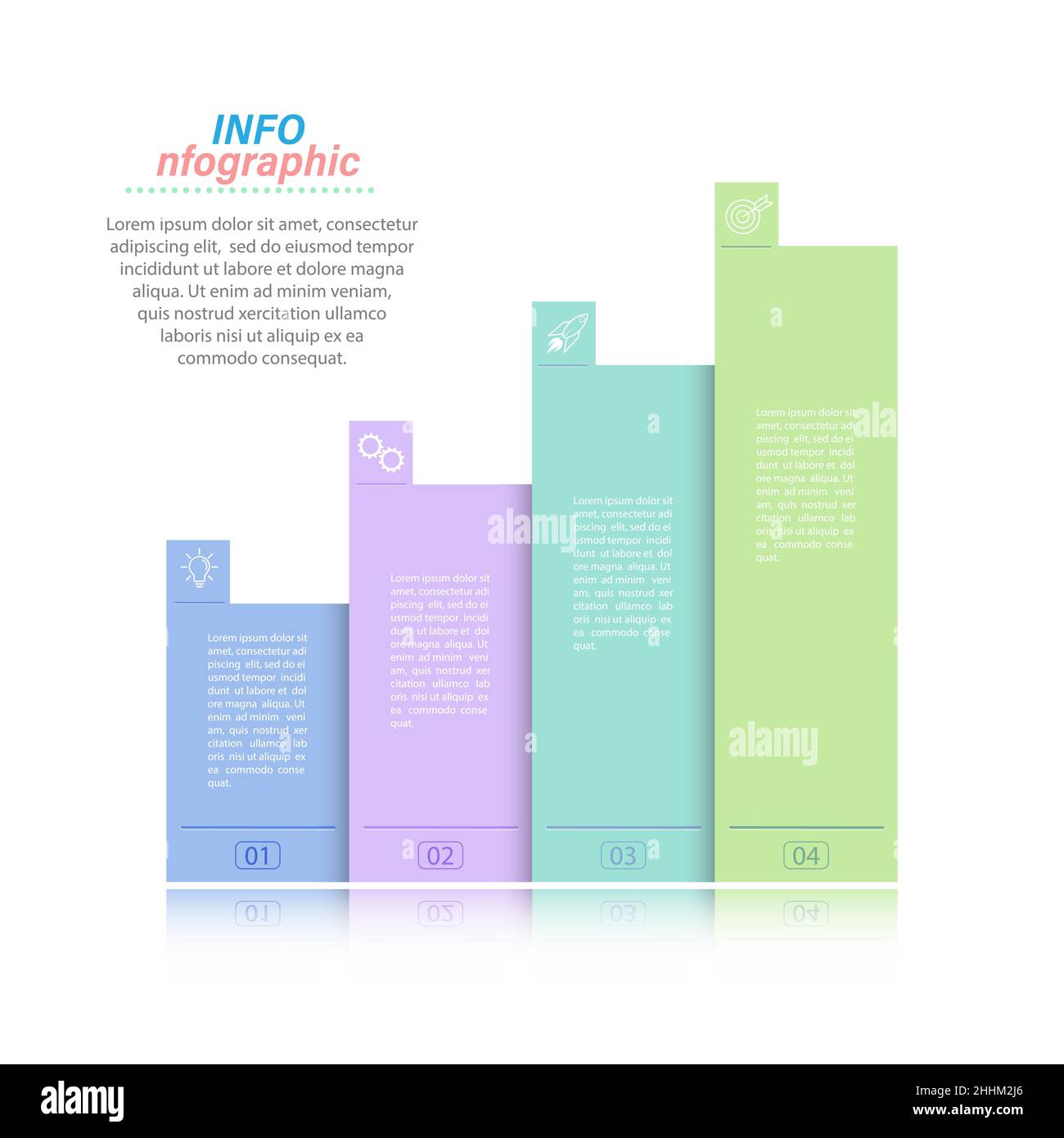 4 stages of development, improvement or training. Infographics with ...