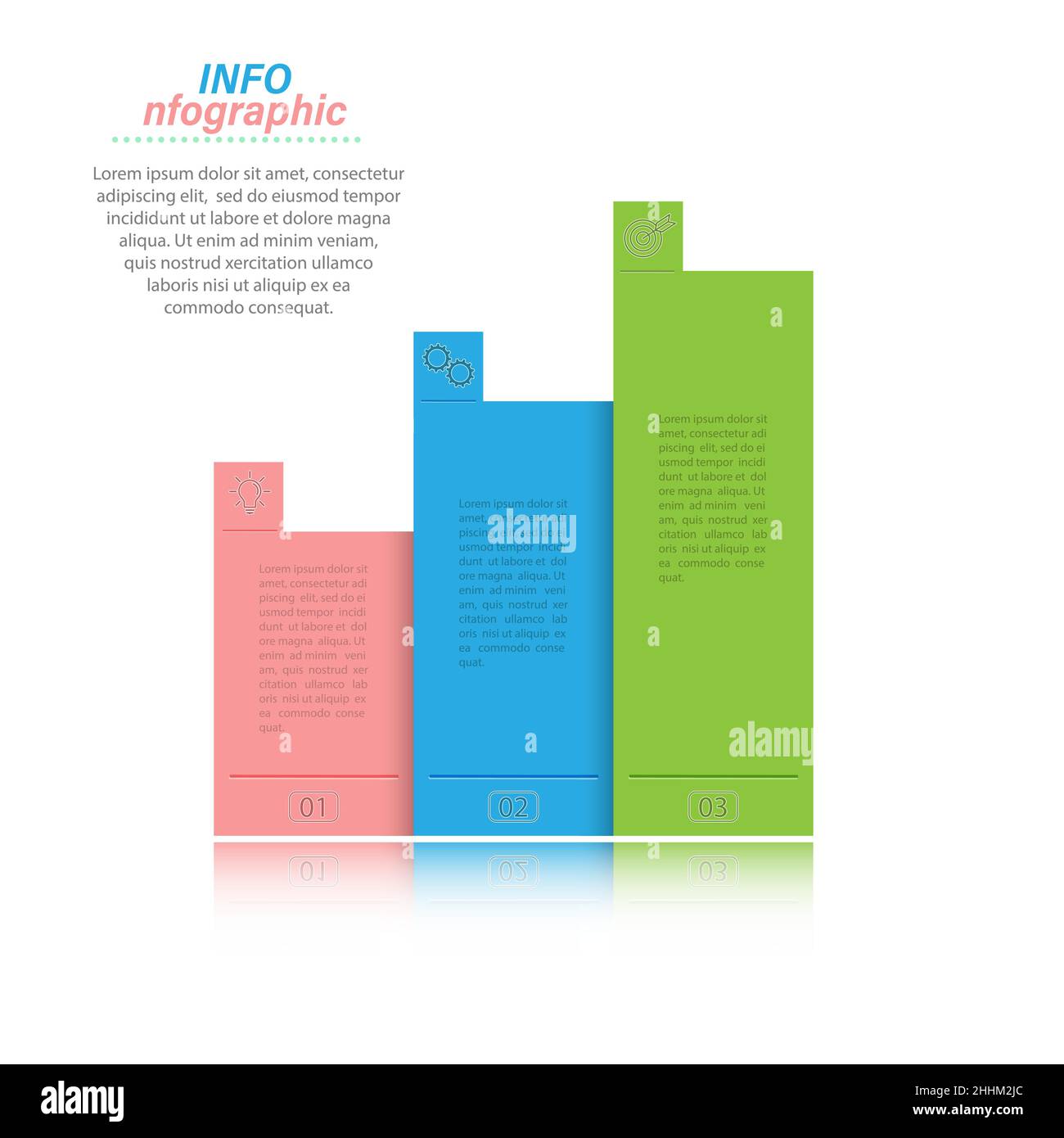 3 stages of development, improvement or training. Infographics with ...
