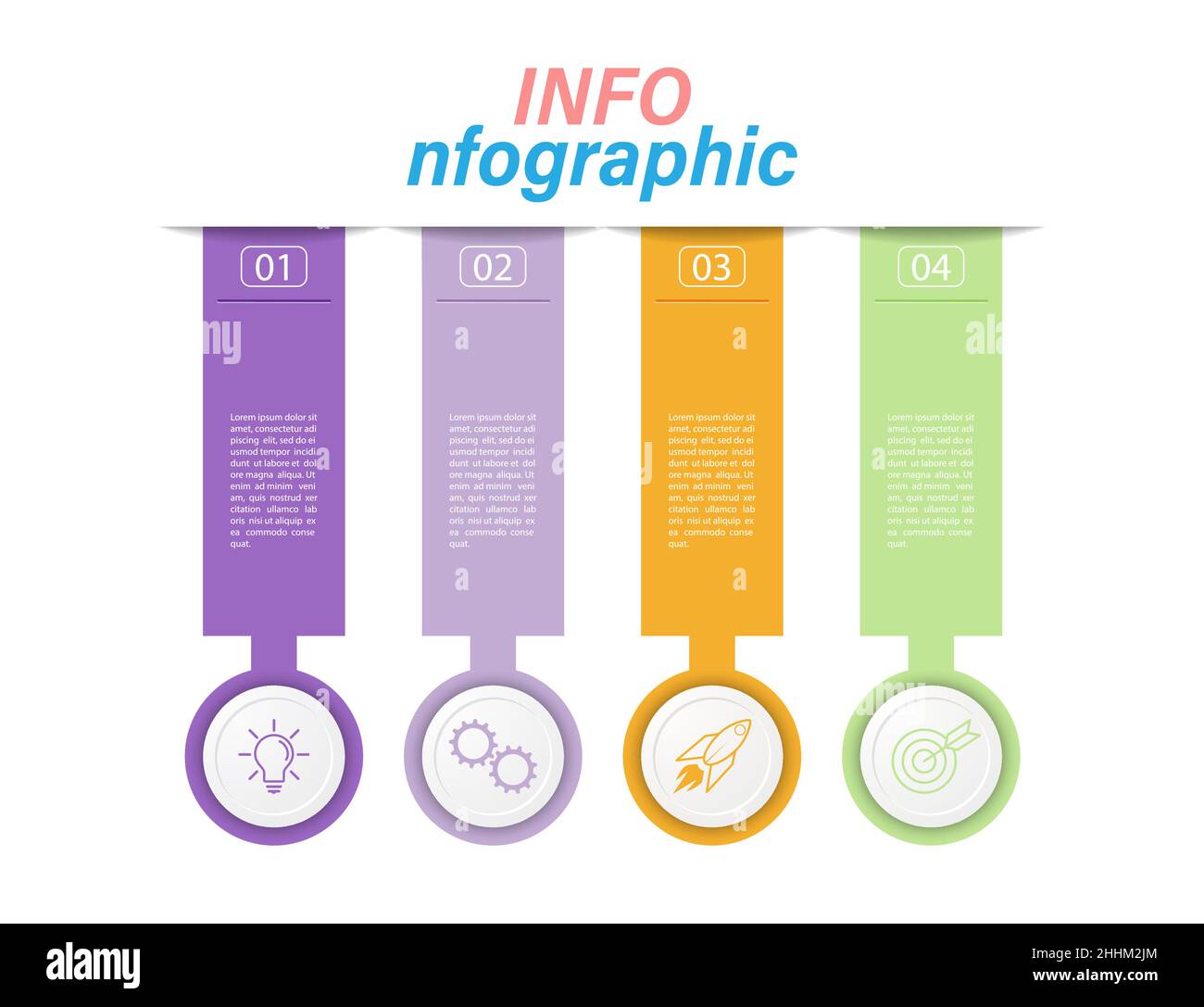 4 stages of development, improvement or training. Infographics with ...