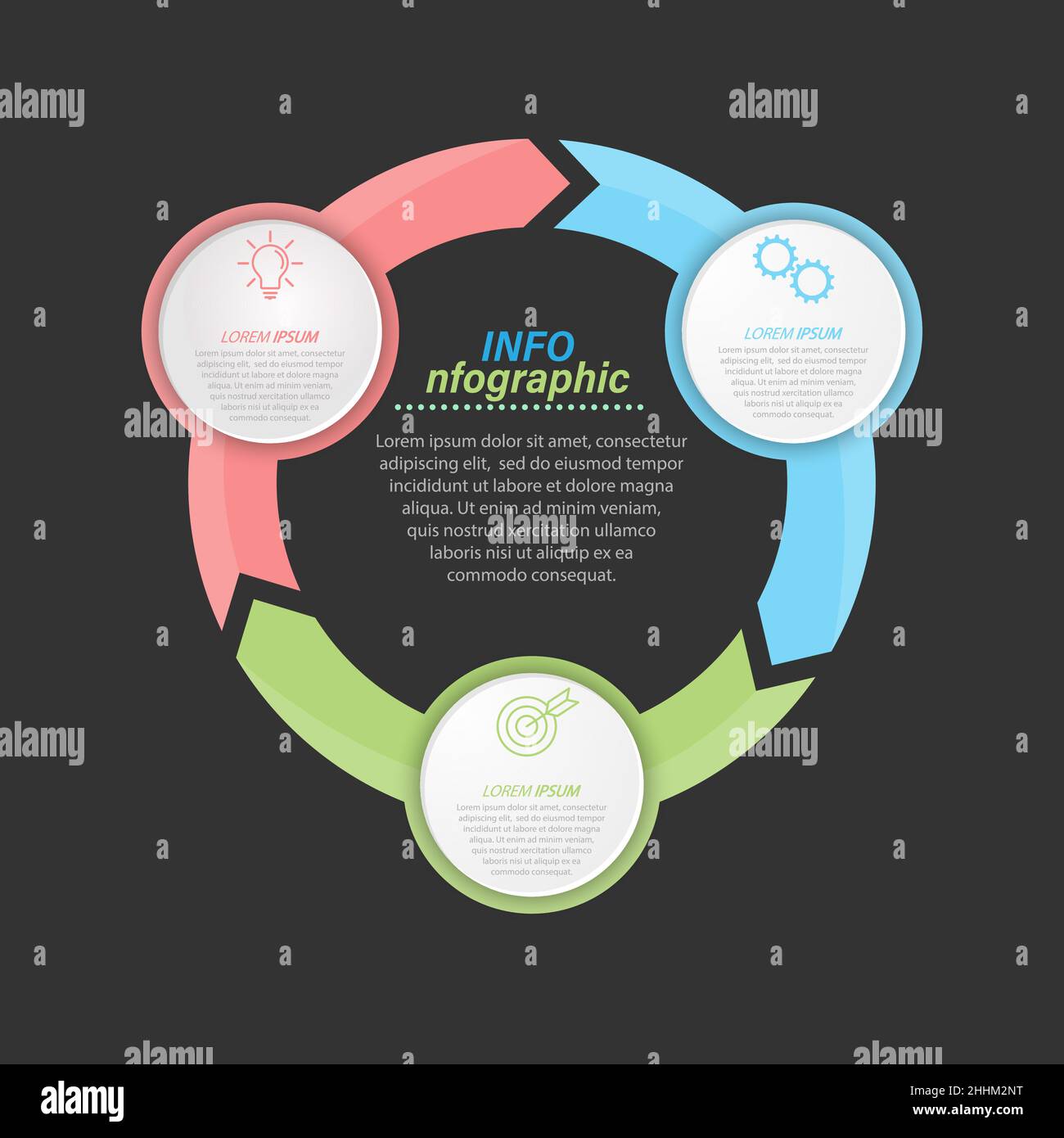 3 stages of development, improvement or training. Infographics with ...