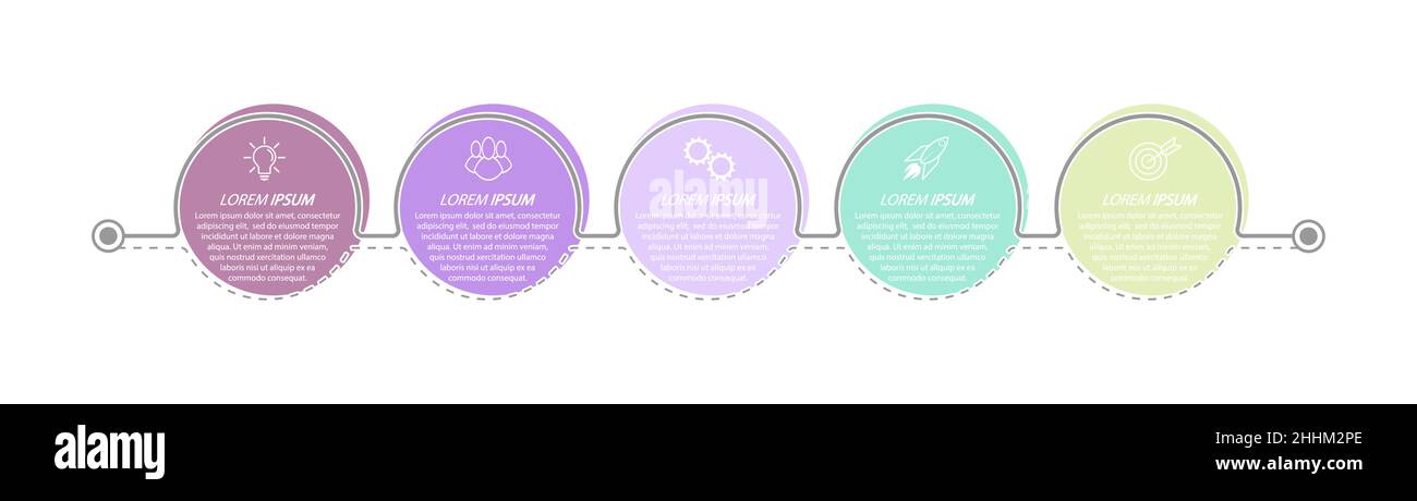 5 stages of development, improvement or training. Infographics with ...