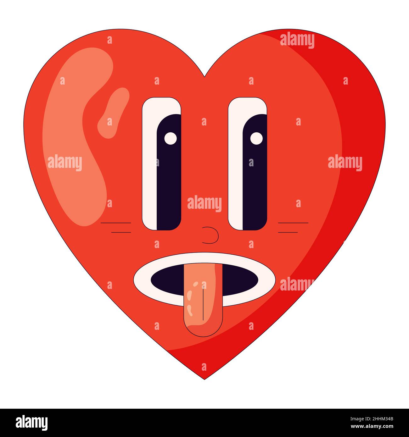 Comic heart element in trendy retro cartoon style. Funny cartoon heart ...