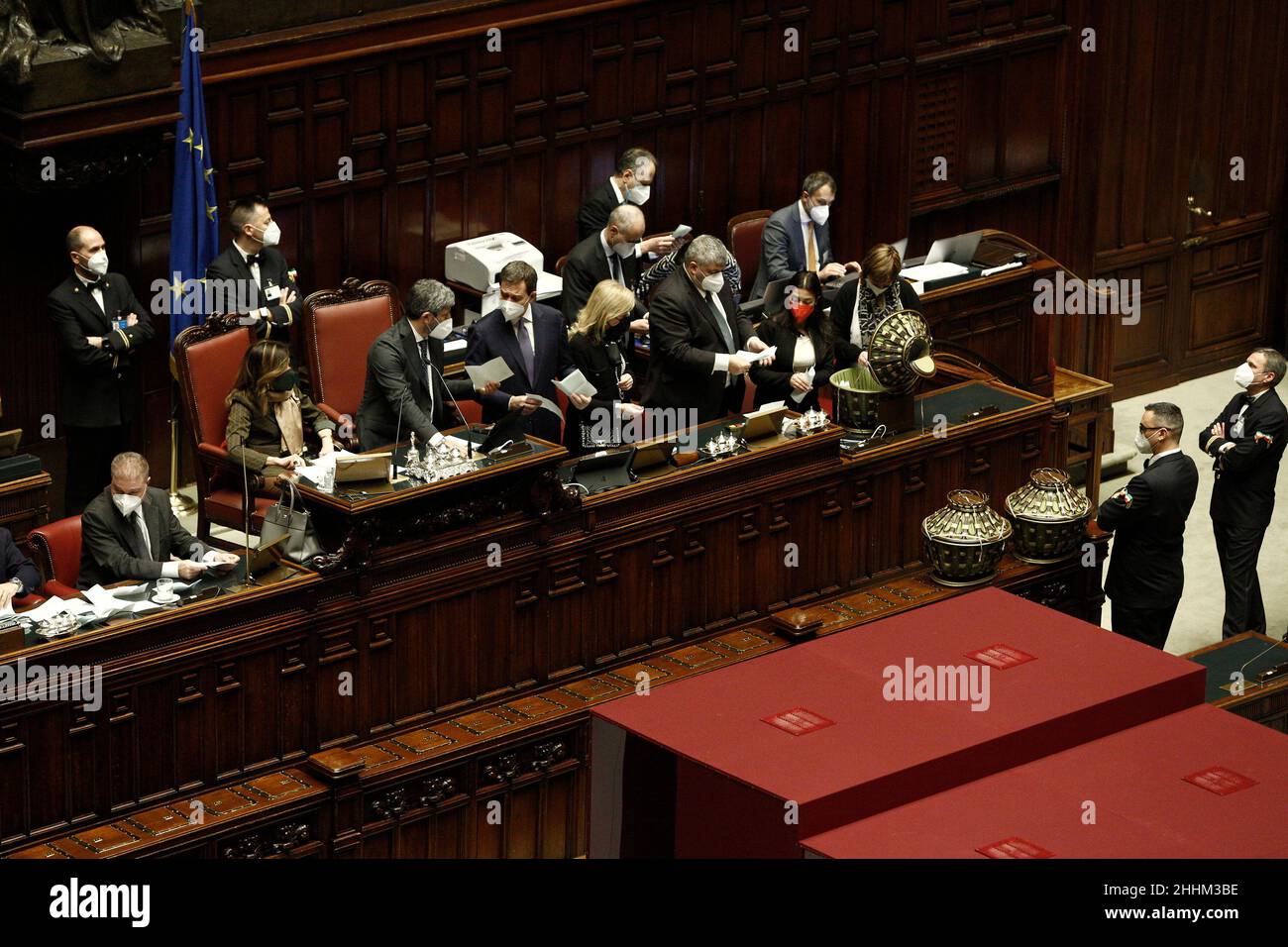 Rome, Italy. 24th Jan, 2022. Opening of the ballot boxes for the ...