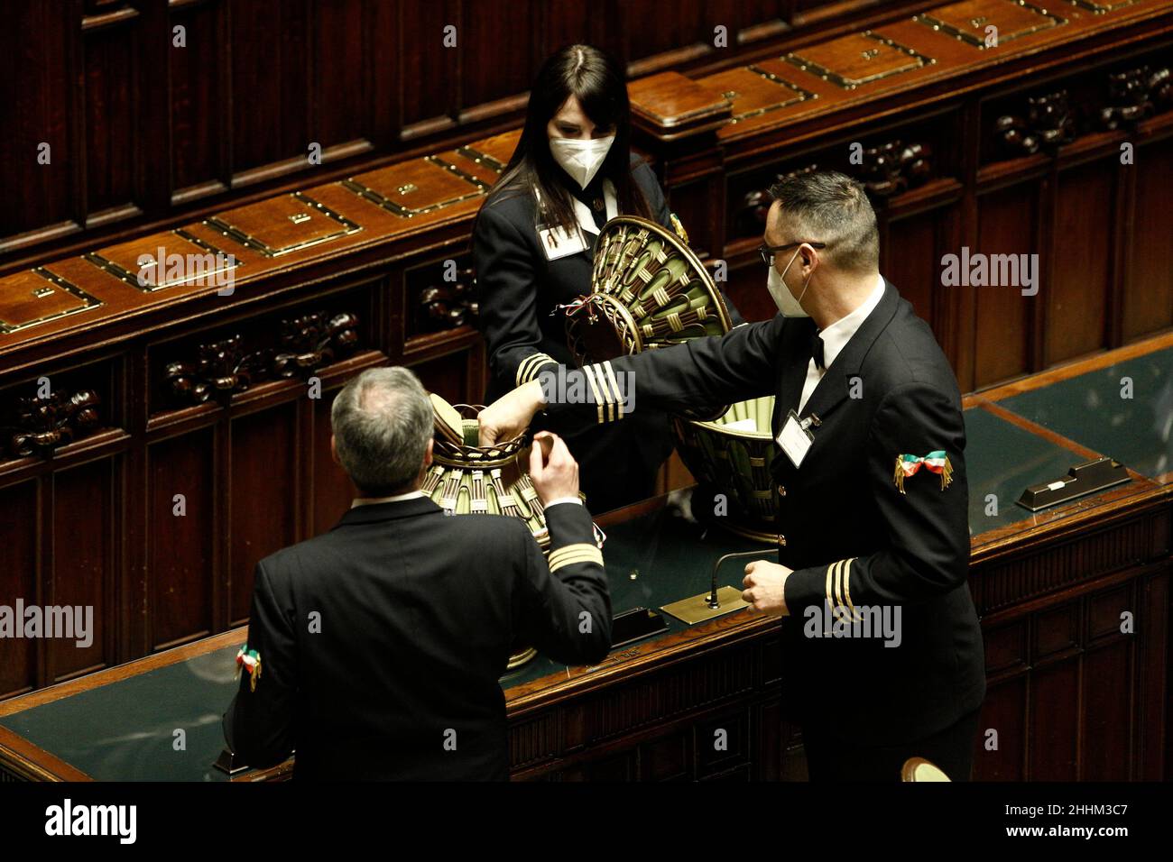 Rome, Italy. 24th Jan, 2022. Opening of the ballot boxes for the ...