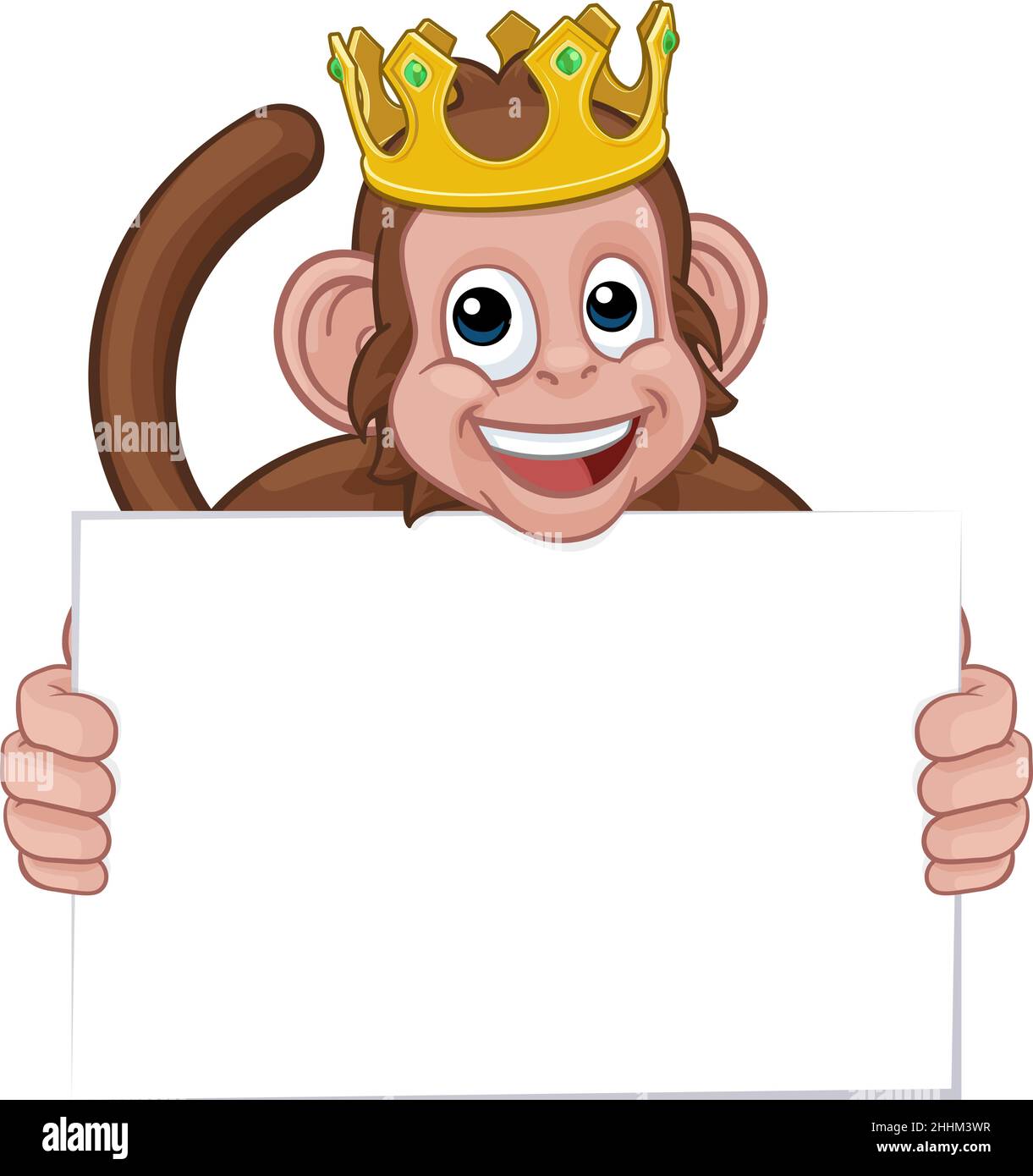Monkey King Crown Cartoon Animal Holding Sign Stock Vector Image & Art ...