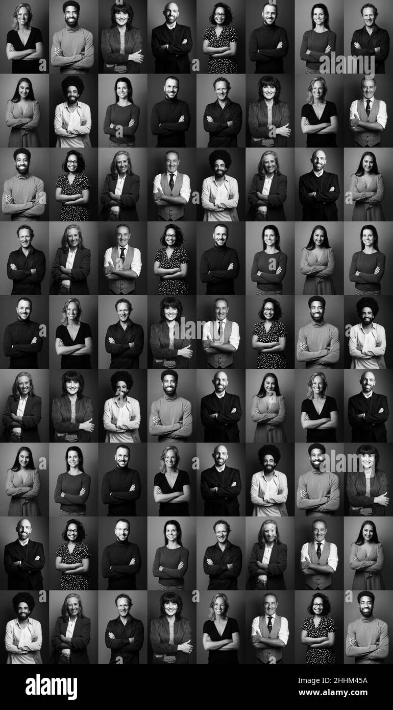 Group of people in a collage Stock Photo - Alamy