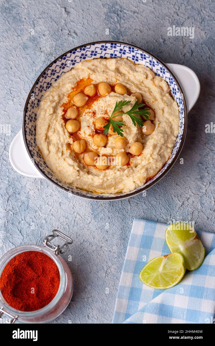 Hummus, chickpea on plate, traditional delicious Turkish food (Turkish ...