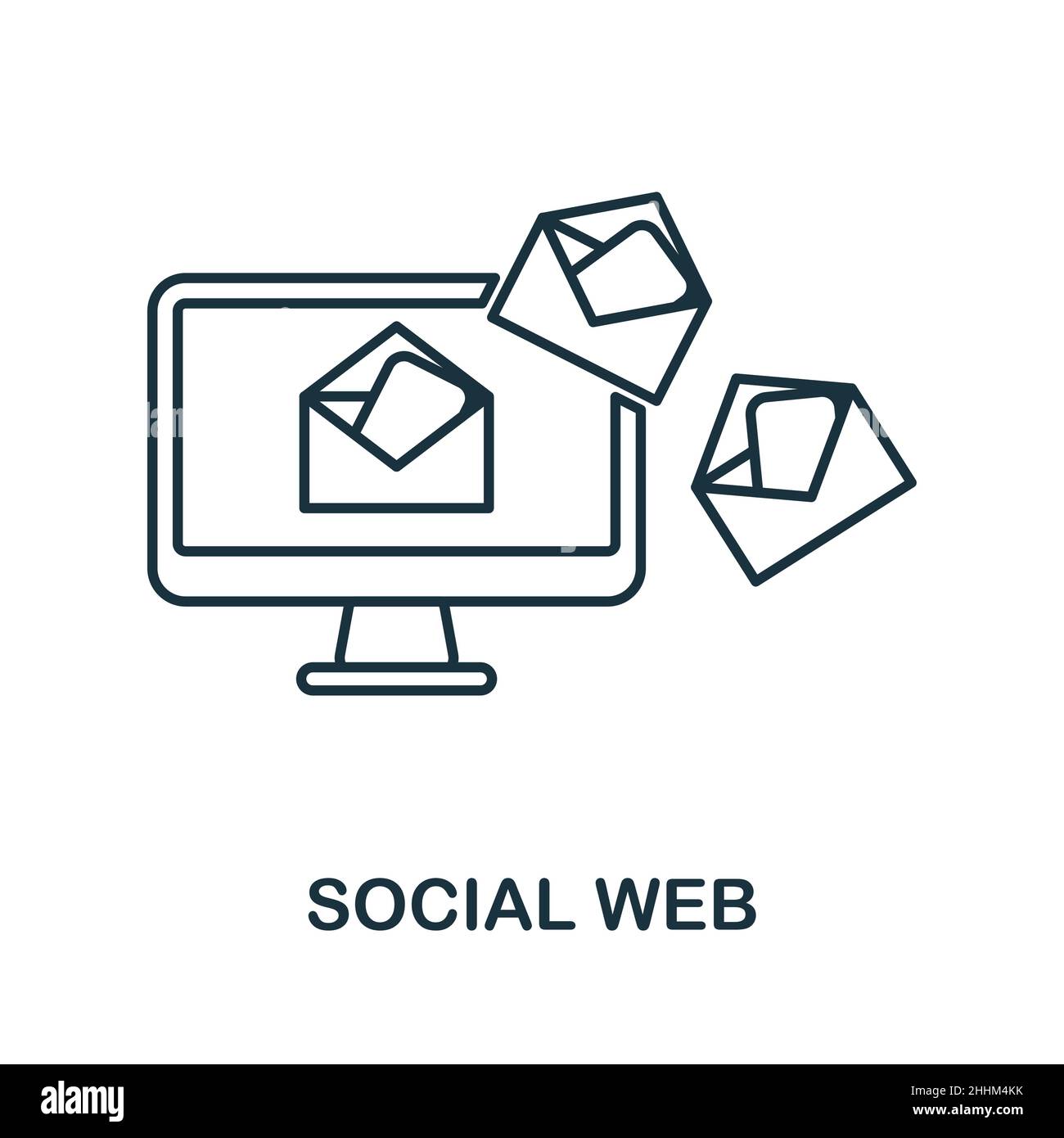 Social Web icon. Line element from industry 4.0 collection. Linear ...