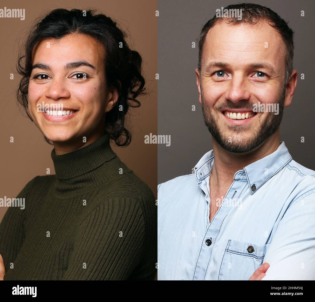 Beautiful happy people in front of a background Stock Photo - Alamy