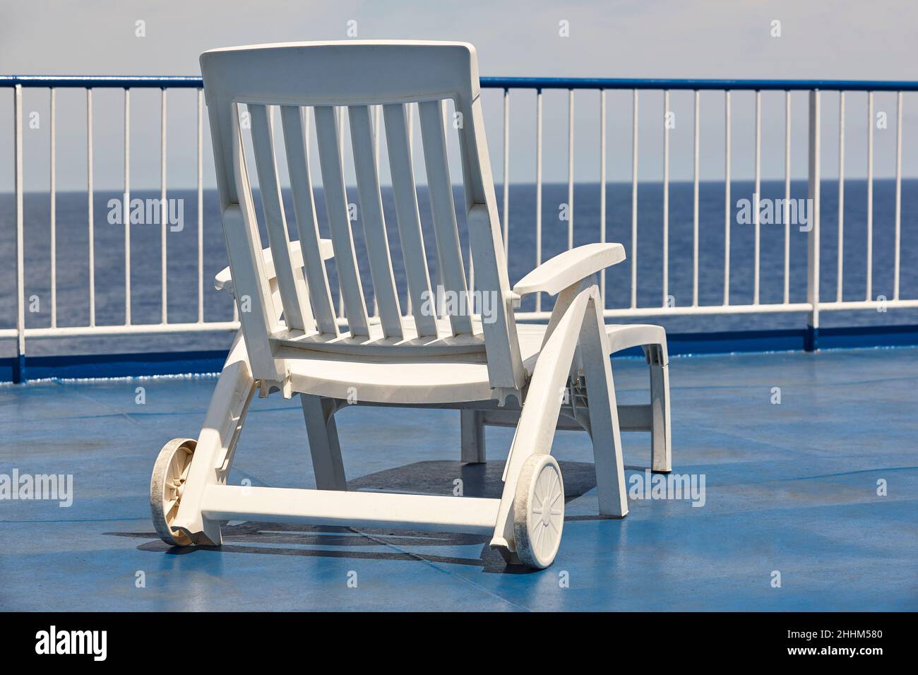 Deck chair on a cruise vessel. Travel and tourism background Stock ...
