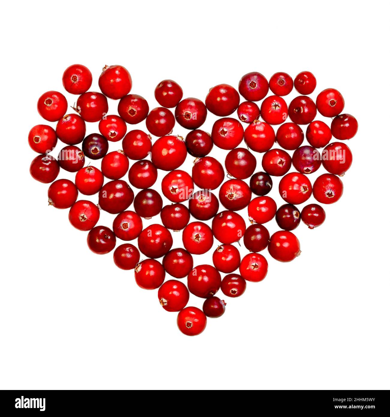 The heart is made of cranberries, isolated on a white background Stock ...