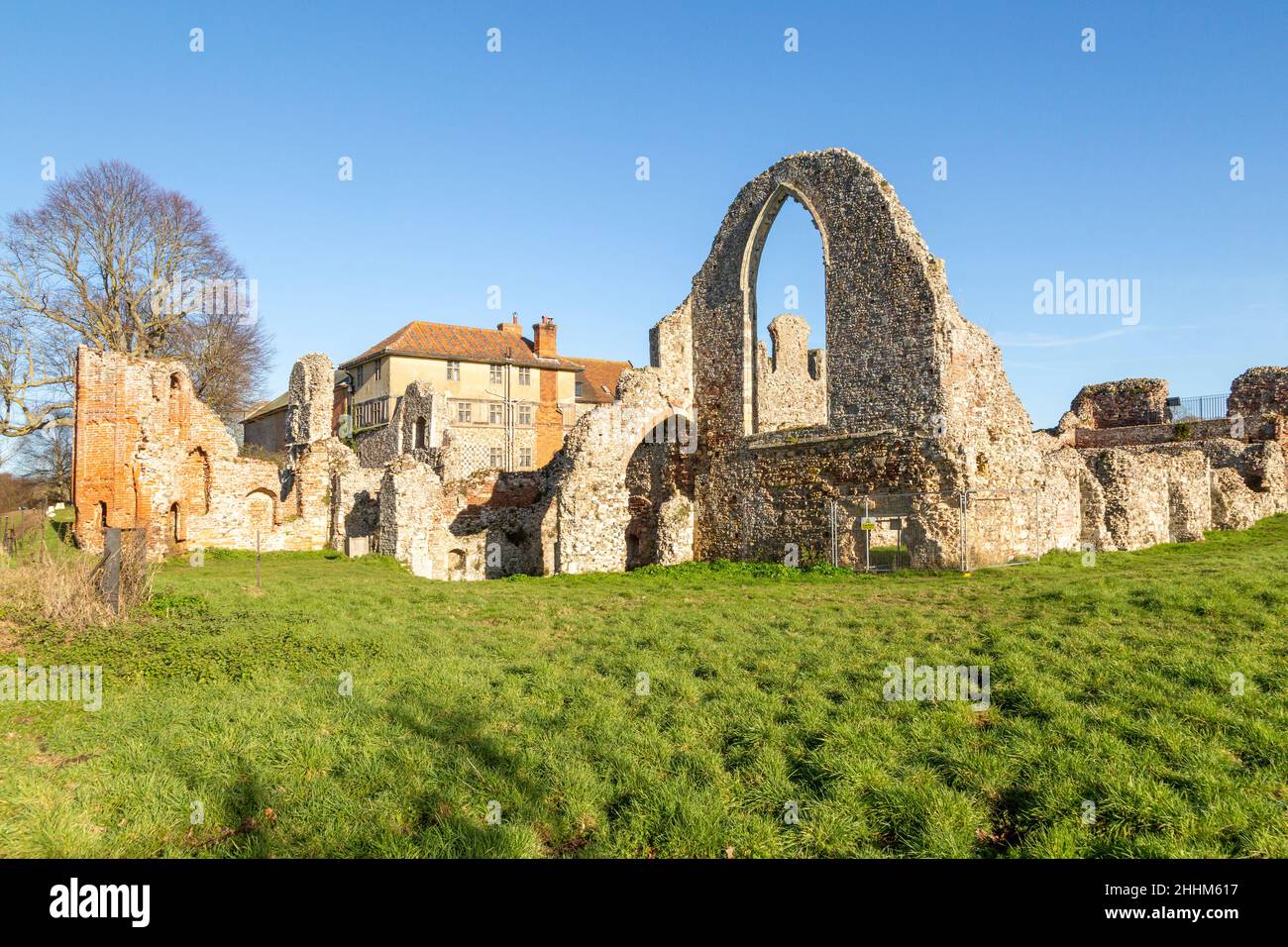 Ruins of Leiston Abbey, Suffolk, England, UK rebuilt in this location ...