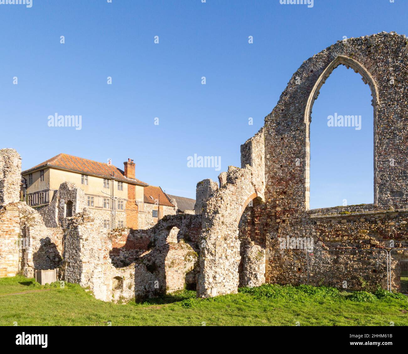Ruins of Leiston Abbey, Suffolk, England, UK rebuilt in this location ...