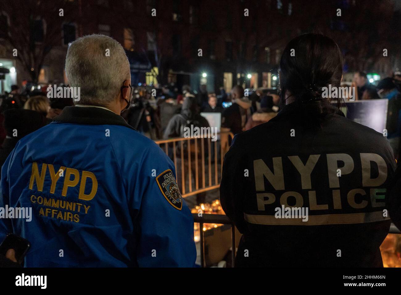 New York, United States. 24th Jan, 2022. NYPD officers are pictured at ...
