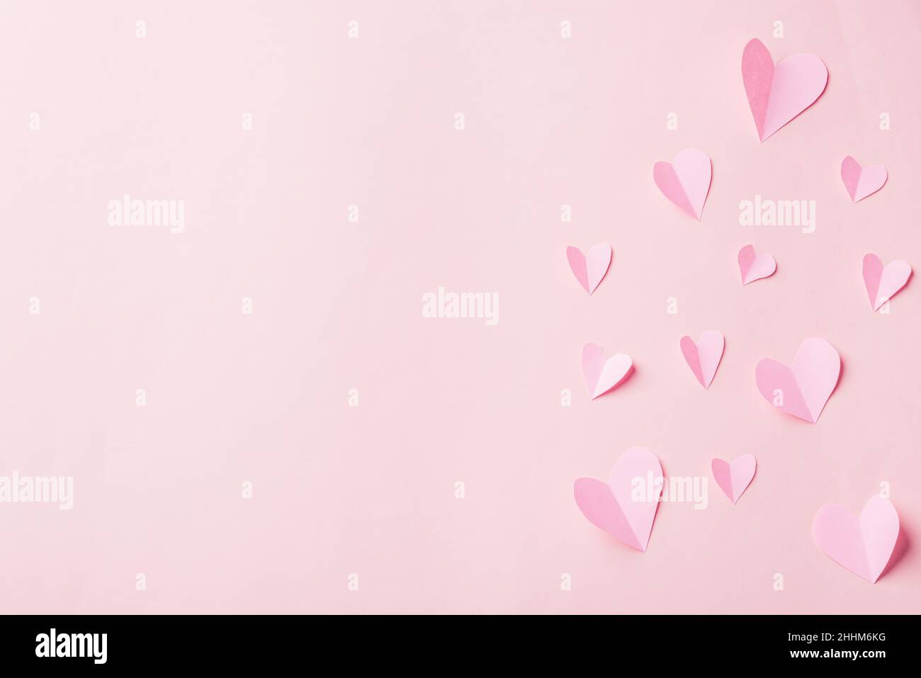 Valentines' day background. Pattern beautiful pink paper hearts cut ...