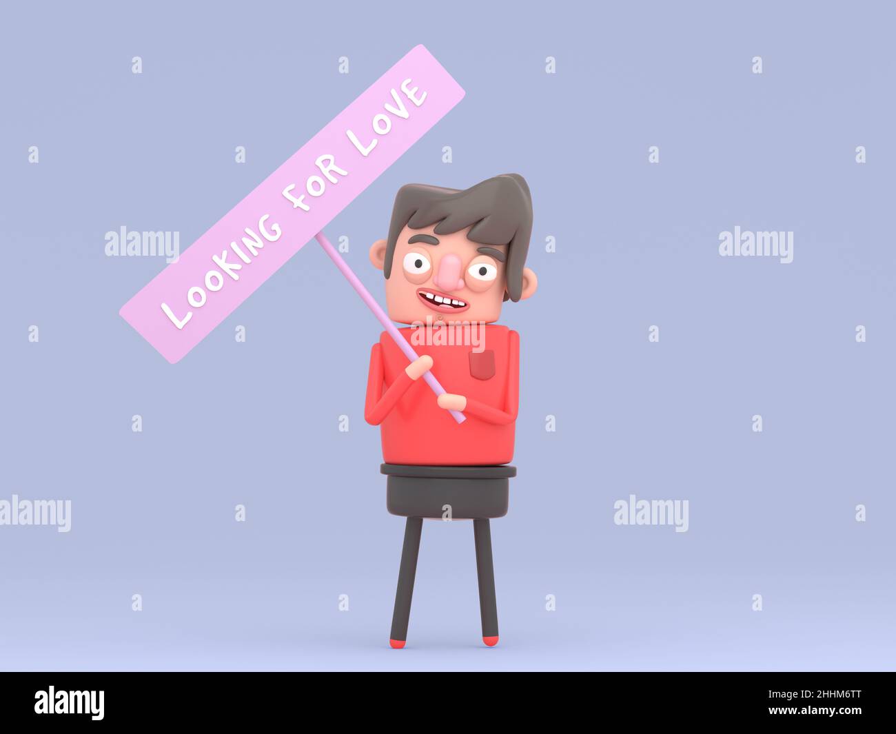 Lovely character holding a love banner. 3d illustration. Isolated Stock ...