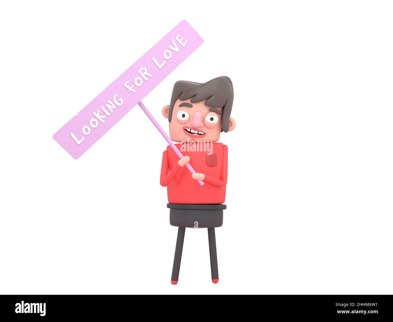 Lovely character holding a love banner. 3d illustration. Isolated Stock ...