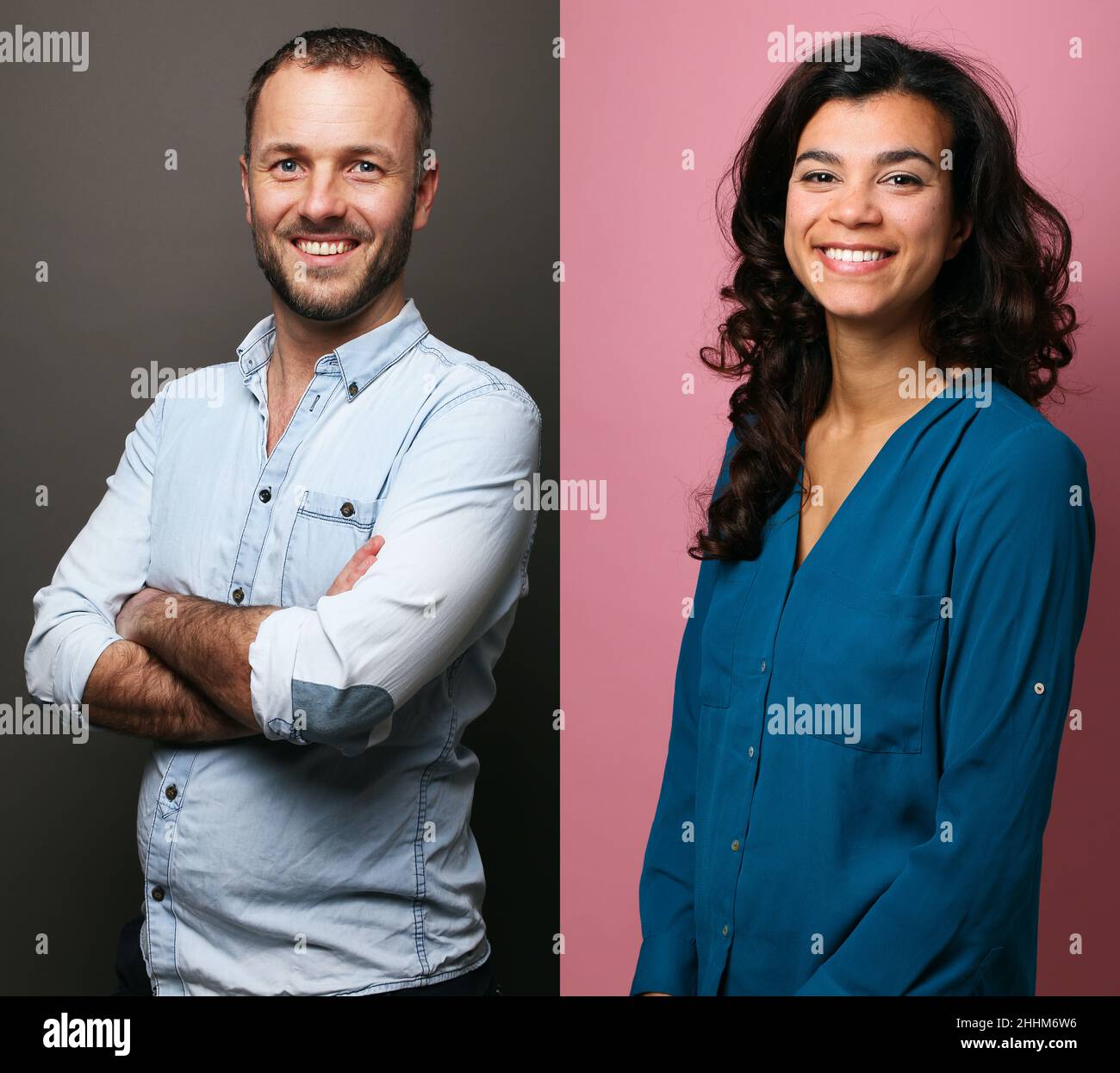 Beautiful happy people in front of a background Stock Photo - Alamy